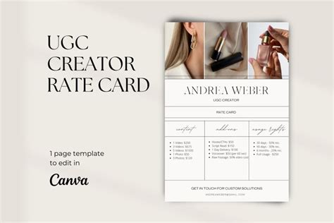 Ugc Creator Rate Card Template Ugc Rate Sheet