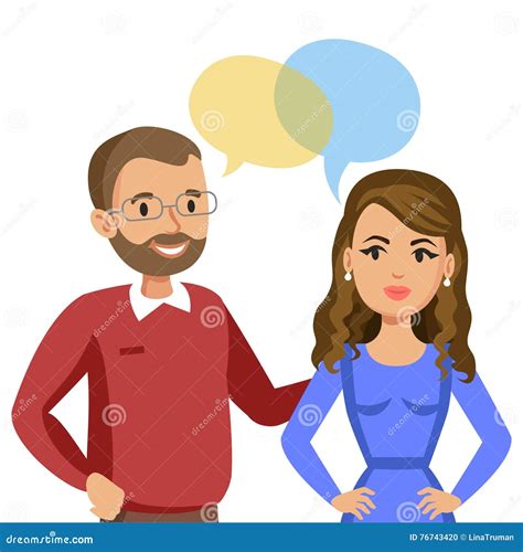 Man And Women Talking Talk Of Couple Or Colleagues Vector