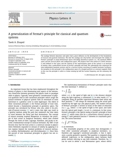 2014 A Generalization Of Fermat Principle Pdf Calculus Of