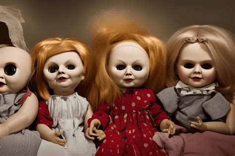 Creepy Dolls On A Bed · Creative Fabrica