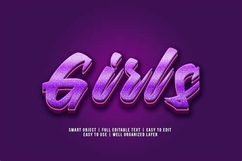 Premium Psd Girls 3d Text Full Editable Psd