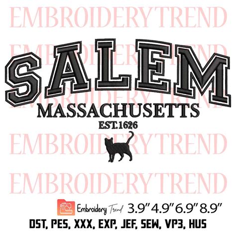 Salem Massachusetts 1626 Embroidery Design Halloween Season