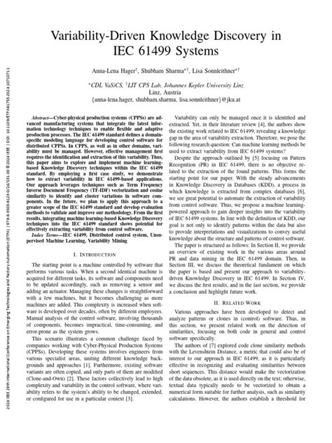 Variability Driven Knowledge Discovery In Iec 61499 Systems Pdf Cluster Analysis Data Mining