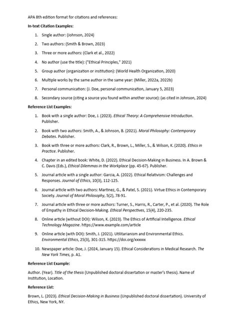 Apa 8th Edition Format For Citations And References Pdf