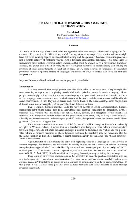 Pdf Cross Cultural Communication Awareness In Translation