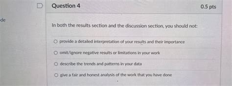 In Both The Results Section And The Discussion Chegg Com