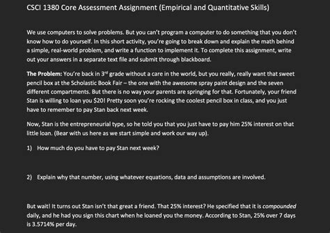 Solved CSCI 1380 Core Assessment Assignment Empirical And Chegg