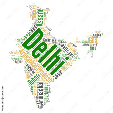 Indian Map Word Cloud Collage Indian Map Filled With The Indian States