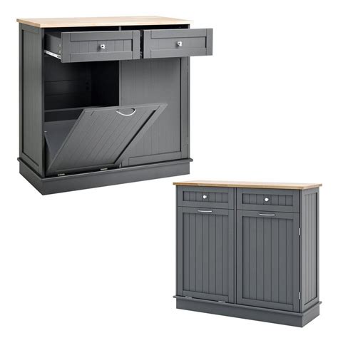 Costway Kommode Für 40l Mülleimer Mit Arbeitplatte Schublade 100x35