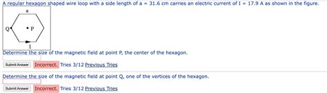 solved a reqular hexagon shaped wire loop with a side length