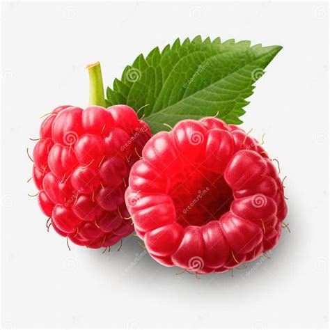 Raspberry Isolated Raspberries With Leaf Isolate Raspberry With Leaf Isolated On White Side