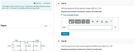 solved review constants part a the switch in the circuit in