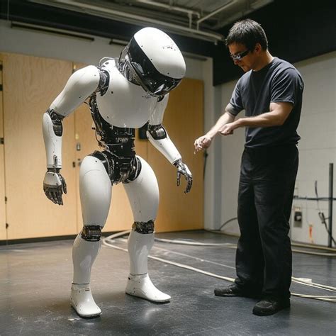 A Humanoid Robot Performing Tasks Alongside Humans Premium Ai