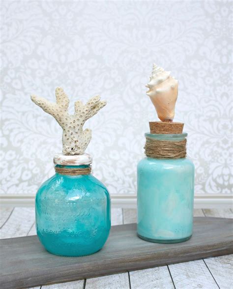 Coastal Themed Glass Bottle Table Centerpieces