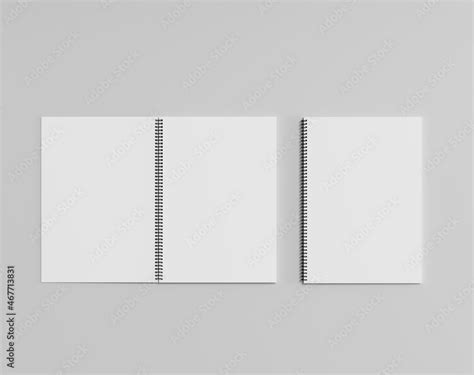 Blank Open Spring Notebook On The Empty Background Notepad Sheet Stock