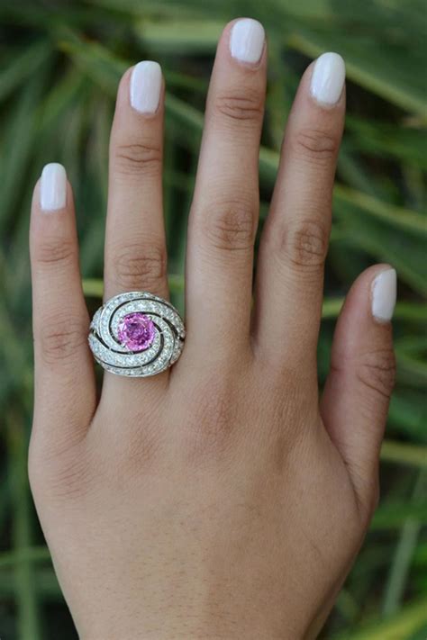 Vintage Graff Fancy Pink Sapphire Diamond Cocktail Ring At 1stdibs