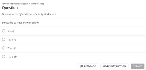 Solved Perform Operations On Vectors In Terms Of I Andj
