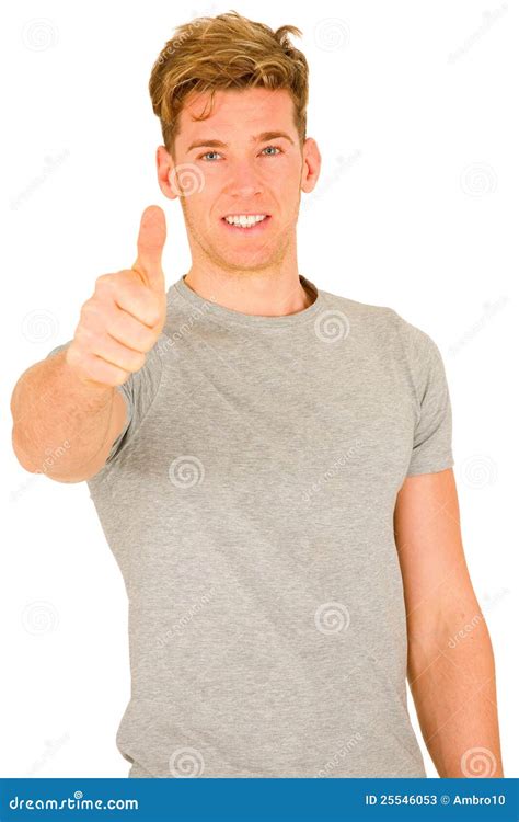 Hombre Joven Con El Pulgar Para Arriba Imagen De Archivo Imagen De Dedo Belleza 25546053