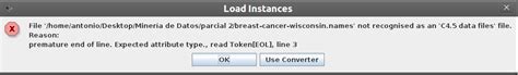 Weka Data Load Error Stack Overflow