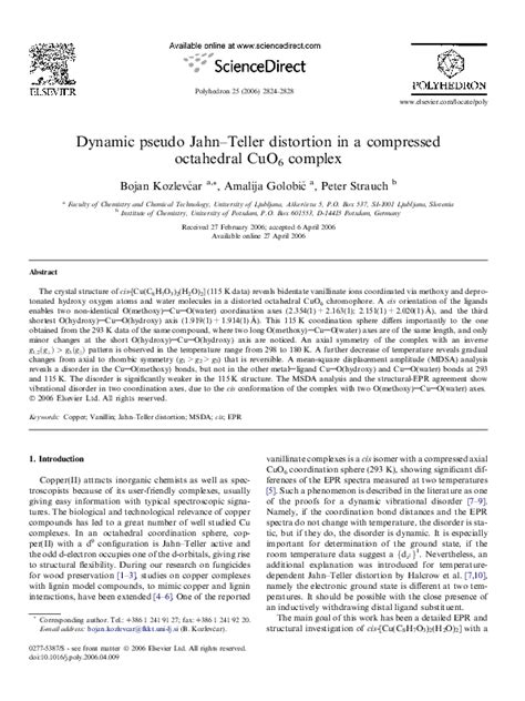 Pdf Dynamic Pseudo Jahn Teller Distortion In A Compressed Octahedral