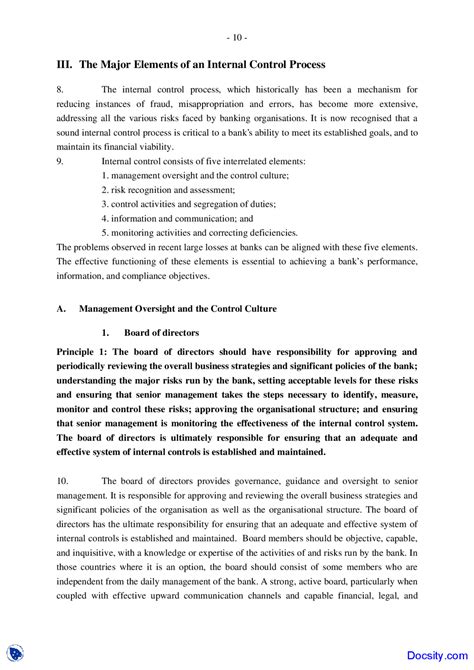 Major Elements Of An Internal Control Process Buisness Management