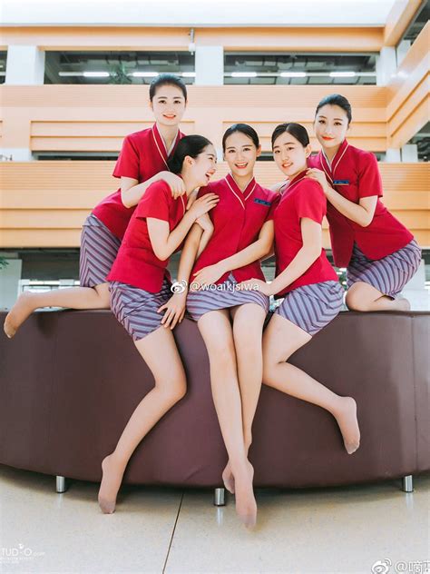 Sexy Stewardess Asian Girl Flight Attendant Uniform Pantyhose Outfits Nylons Women With