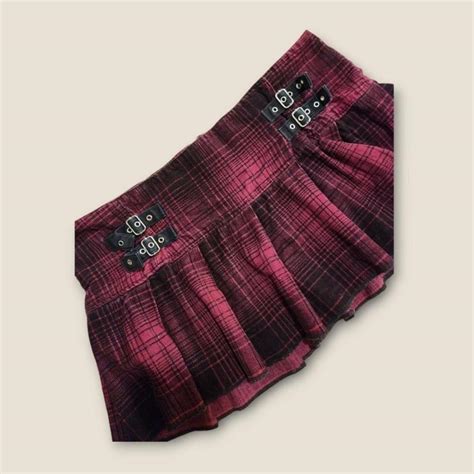 Magenta Plaid Pleated Micro Mini Skirt ️‍🔥 Vintage Depop