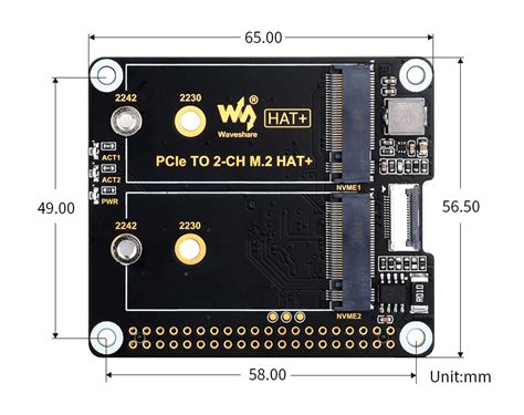 Waveshare PCIe To Ch M Adapter For Raspberry Pi Compatible With Size NVMe Solid
