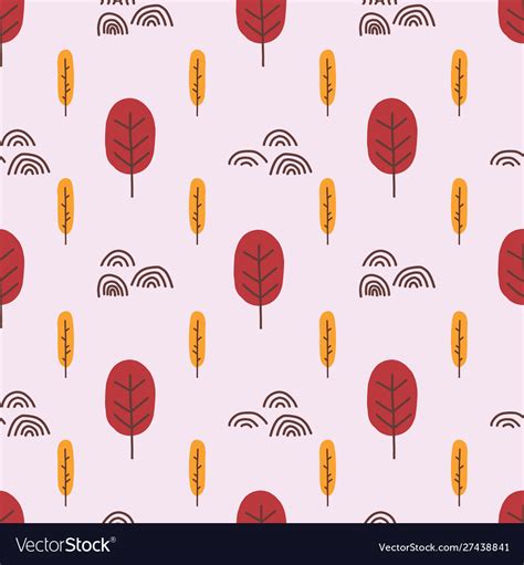 Abstract Trees Seamless Pattern Repeating Vector Image