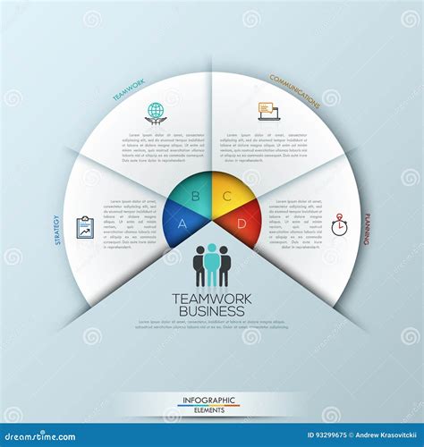 Круговой Infographic шаблон дизайна с 4 секторальными элементами