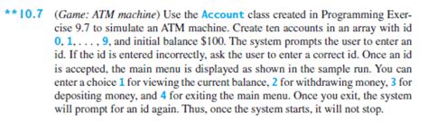 107 Game Atm Machine Use The Account Class