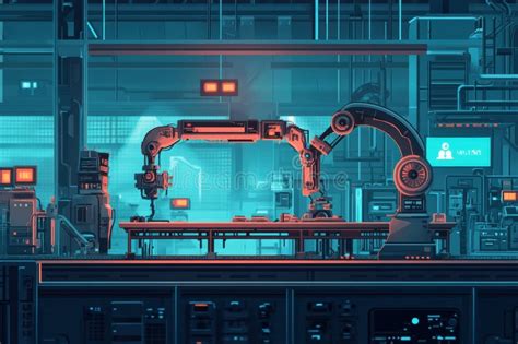 Automated Factory Showcases Robotic Machines And Ai Controlling Production Process In An