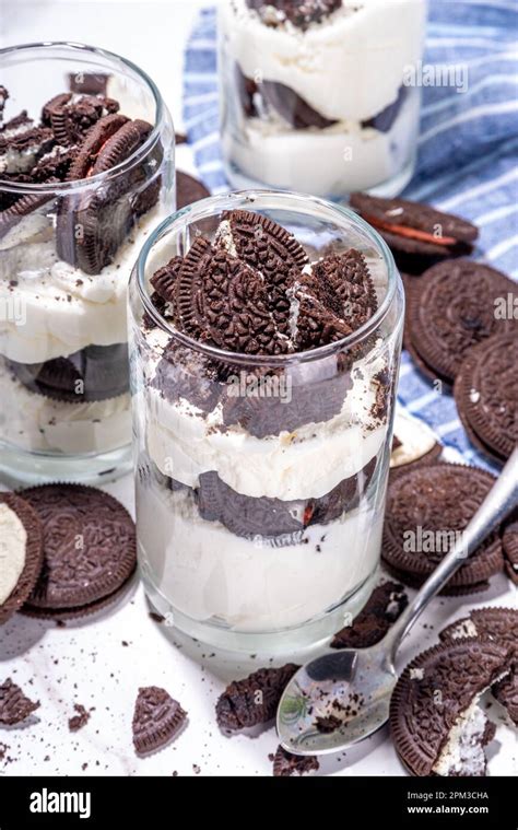 Cream And Cookie Layered Dessert Homemade Oreo Trifle Vanilla