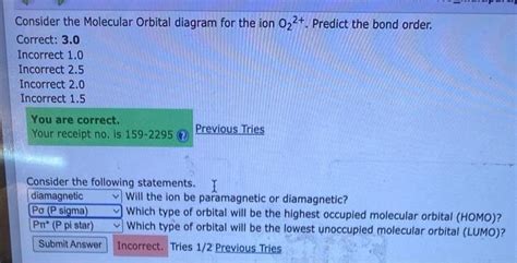 Solved Consider The Molecular Orbital Diagram For The Ion