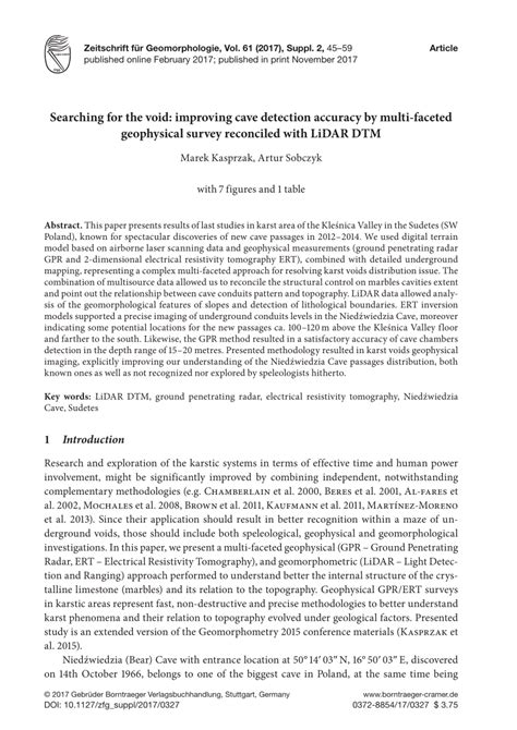 Pdf Searching For The Void Improving Cave Detection Accuracy By Multi Faceted Geophysical