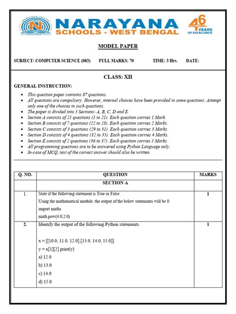 00002025 Half Yealrly Xii Comp Sc Qp Model Qp Pdf Parameter