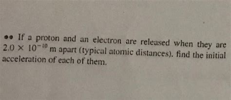 Solved Oo If A Proton And An Electron Are Released When They Chegg Com