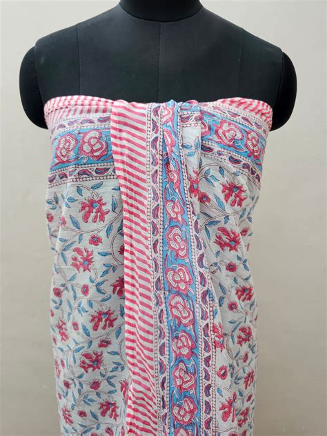 Pink Sarong Beach Wrap Cotton Pareo Wrap Cover Up Beach Wear For Woman