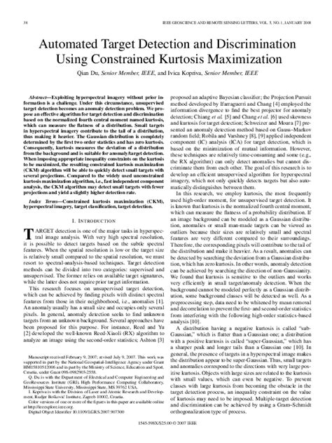 Pdf Automated Target Detection And Discrimination Using Constrained Kurtosis Maximization