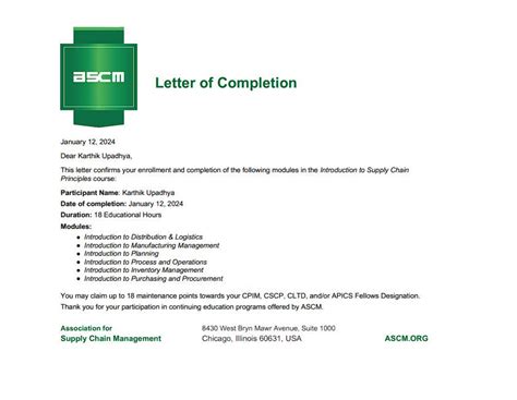 Completed Scm Course By Ascm Karthik Upadhya Posted On The Topic