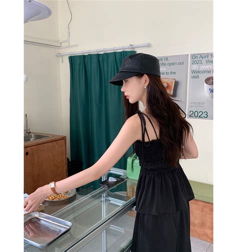 까모 여름투피스블랙화이트 민소매 스모크밴딩 나시탑 끈나시 A라인 프릴블라우스 하이웨스트 롱스커트 맥시롱스커트 A라인