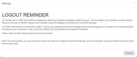 Resolve Log Out Warning Message Displaying When Logging Into