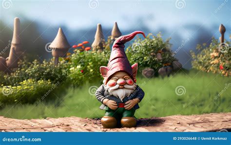 Funny Garden Gnome In The Garden Stock Illustration Illustration Of