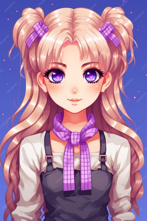 Premium Photo Anime Girl With Long Blonde Hair And Purple Eyes
