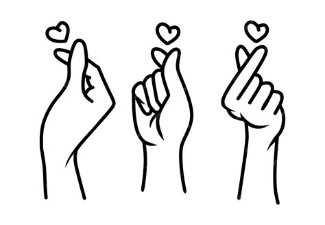 Premium Vector Korean Heart Sign Finger Love Symbol Vector Illustration