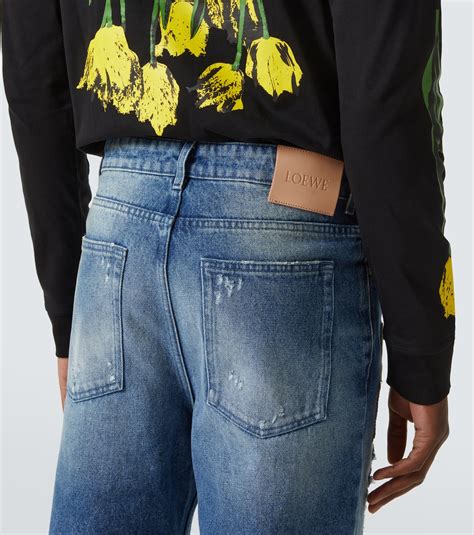 Patchwork Straight Jeans In Blue Loewe Mytheresa