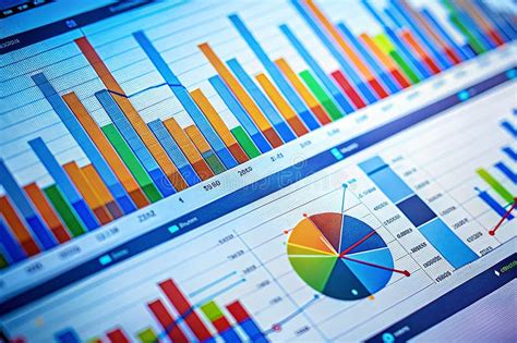 close up of graphical data interpretation with focused details stock