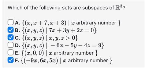 Solved Which Of The Following Sets Are Subspaces Of R3 A