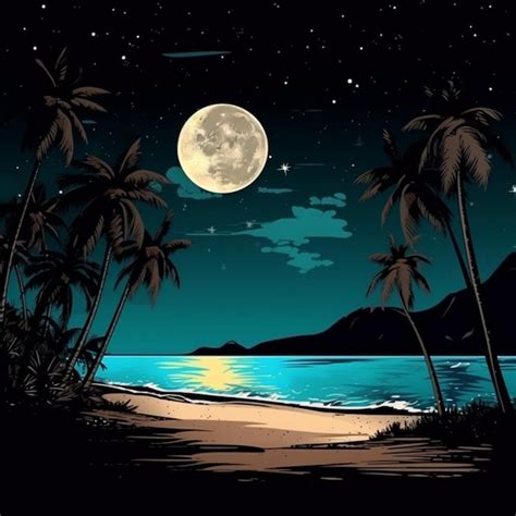 Imágenes de Dibujo Playa Paisaje Noche Descarga gratuita en Freepik