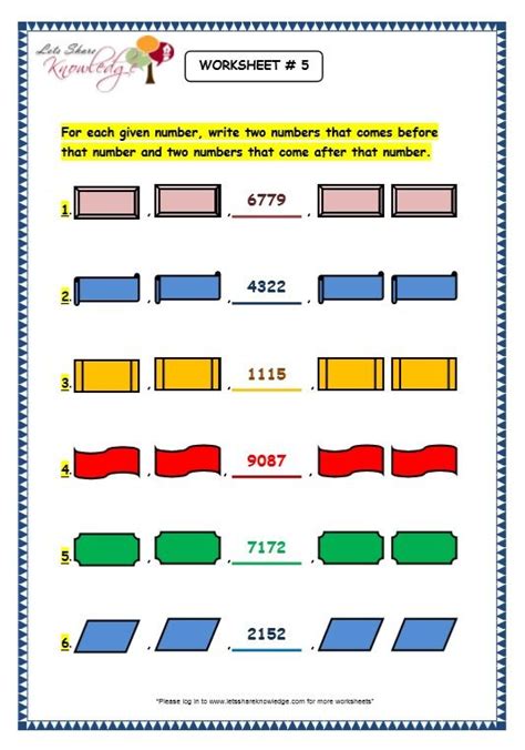 Grade Maths Worksheets Digit Numbers Before Predecessor